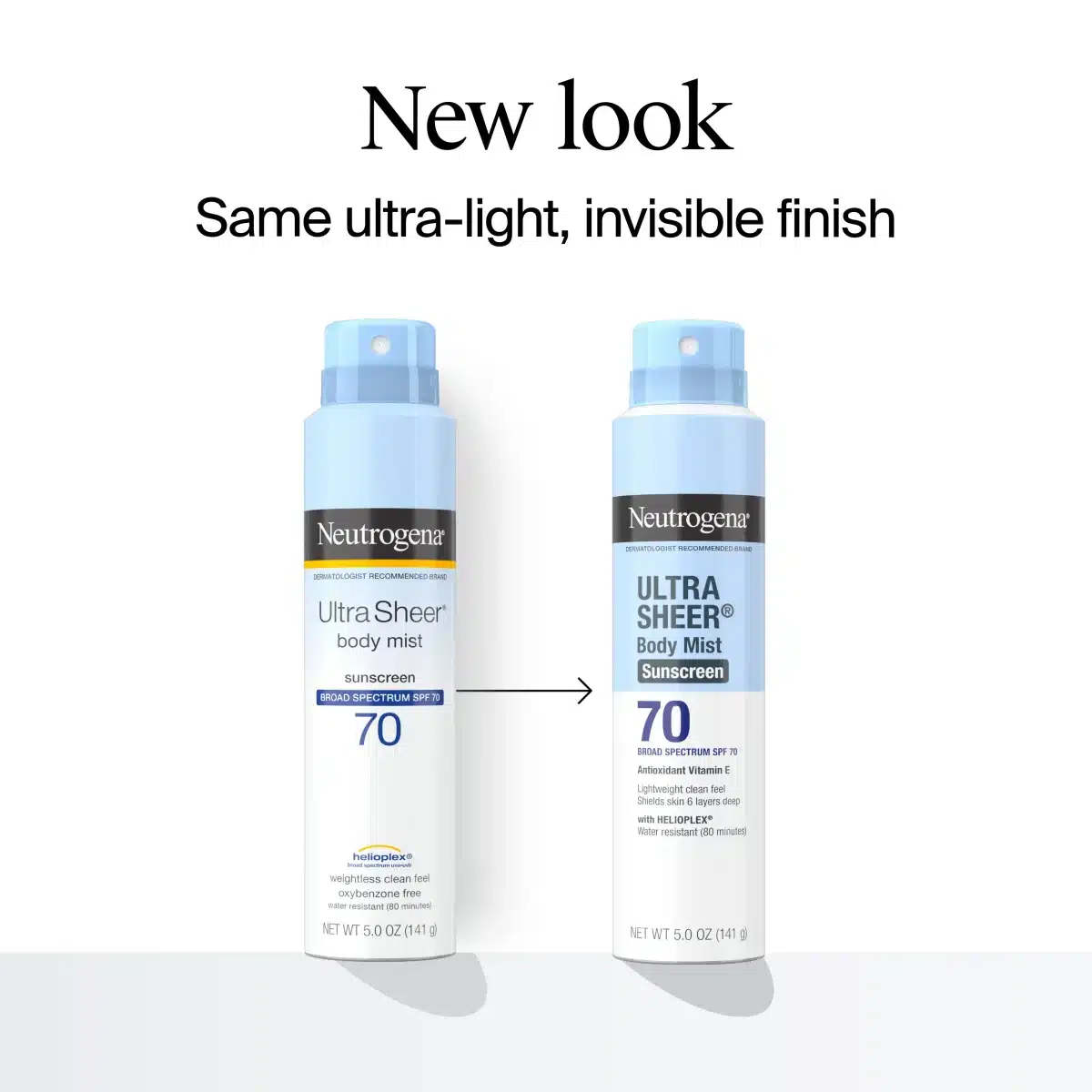 Neutrogena Ultra Sheer Lightweight Body Mist Sunscreen Spray SPF70 (141 ...
